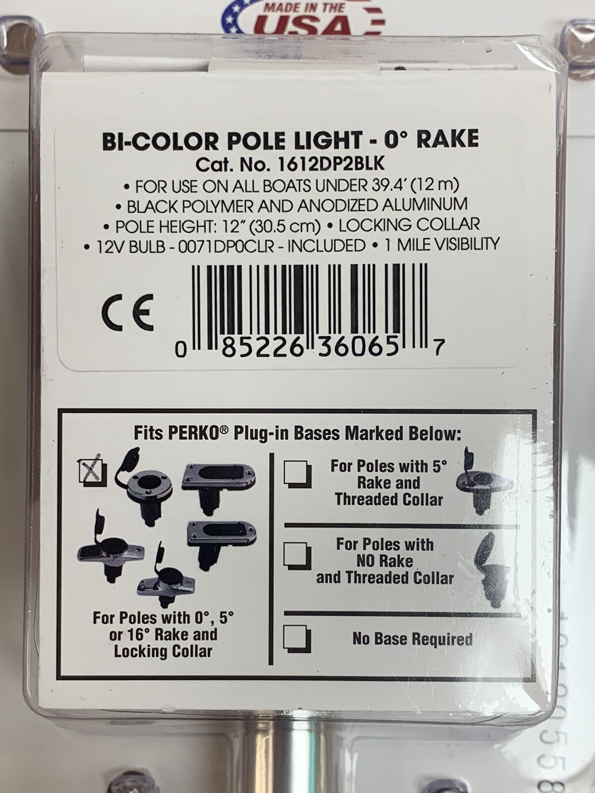 Perko 12" Removable Bi-Color 12 Volt Pole Light 1612DP2BLK | eBay