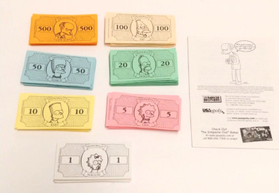 The Simpsons Monopoly 2001 Game Money Game Parts And Instructions | eBay