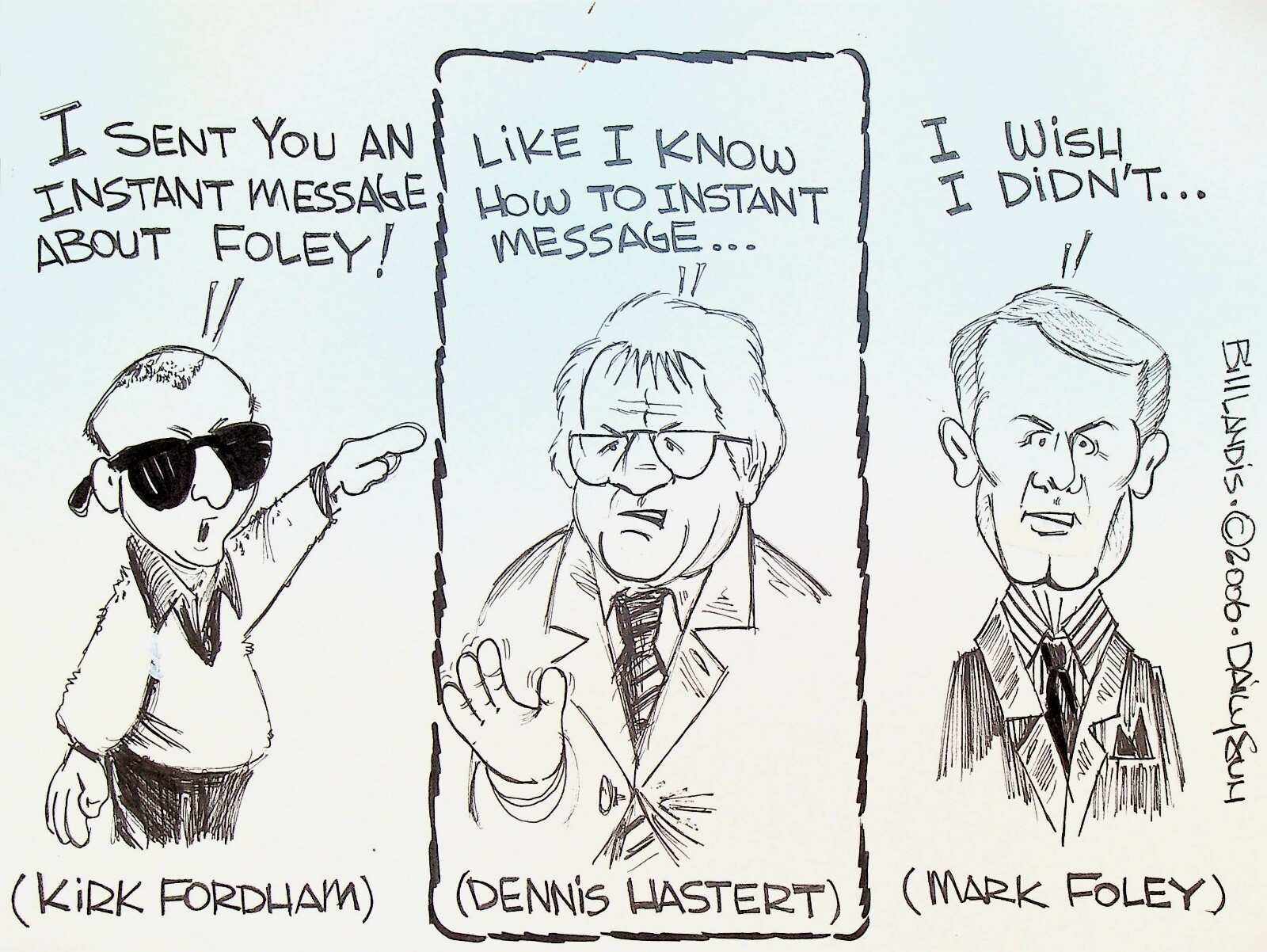 Bill Landis Original Cartoon Art The Villages Daily Sun 2006 Mark Foley ...