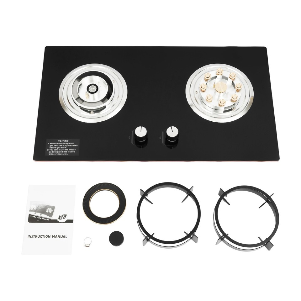 Kitchen Natural Gas Cooker Gas Cooktop Stove Top 2 Burners Built-in NG ...