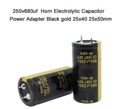 250v680uf Horn Electrolytic Capacitor Power Adapter Black gold 25x40 ...