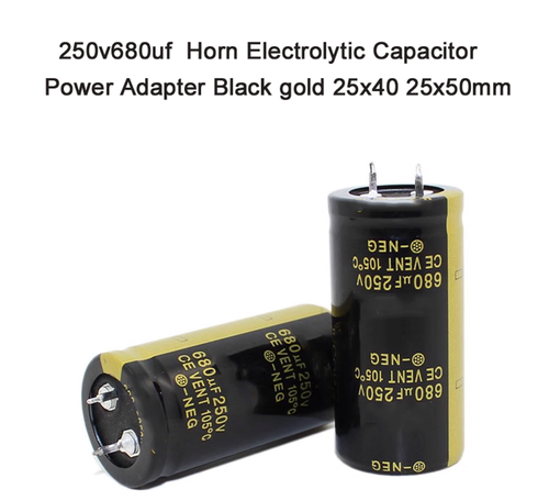 250v680uf Horn Electrolytic Capacitor Power Adapter Black gold 25x40 ...