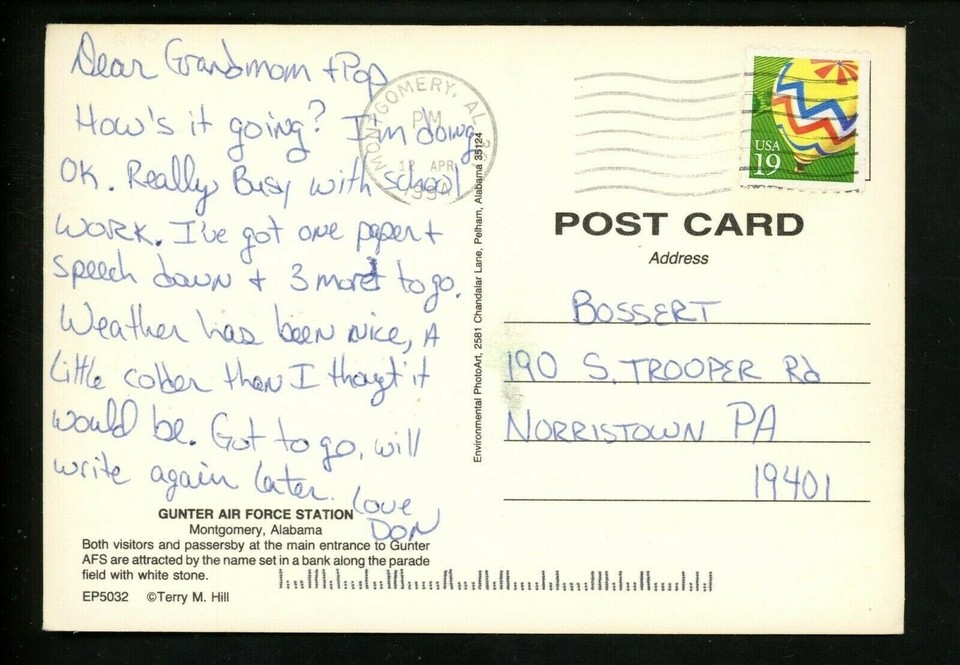 Military Base postcard Gunter Ait Force Station Montgomery, Alabama AL ...