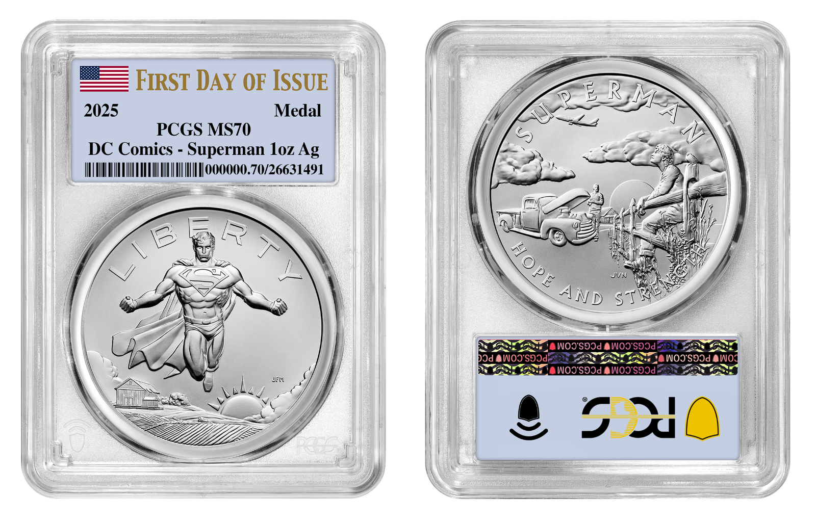 2025 Silver Medal Superman DC Comics 1oz PCGS MS70 First Day Of Issue W ...