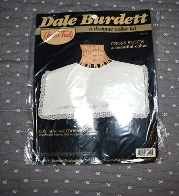 Vtg Dale Burdett vintage cross stitch collar kit lace dress collar ...