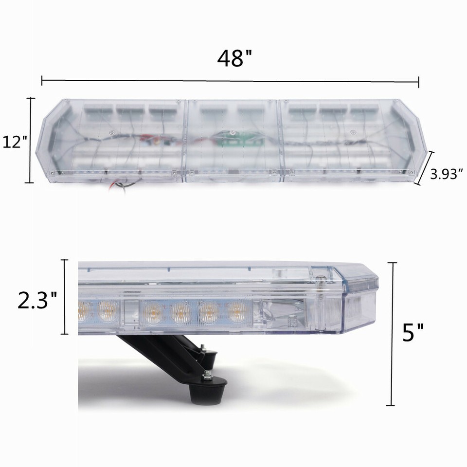 48 Inch Strobe Light Bar Emergency Warn Beacon Tow Truck Response-Amber ...