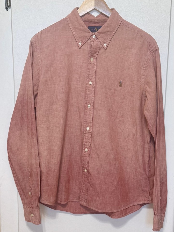 Polo Ralph Lauren Red Faded Classic Fit RL Untucked Fit Chambray Shirt ...