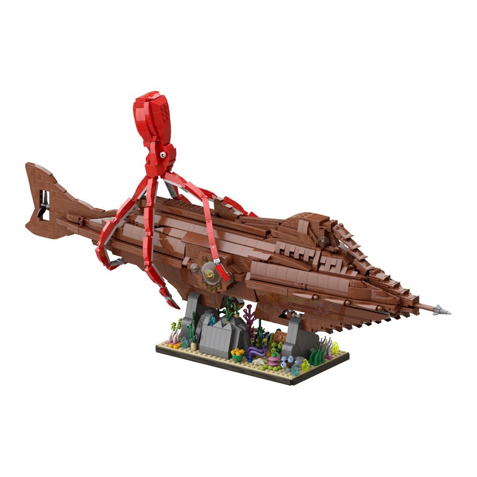 Submarine Model with Display Stand 2282 Pieces Building Toys MOC Build ...
