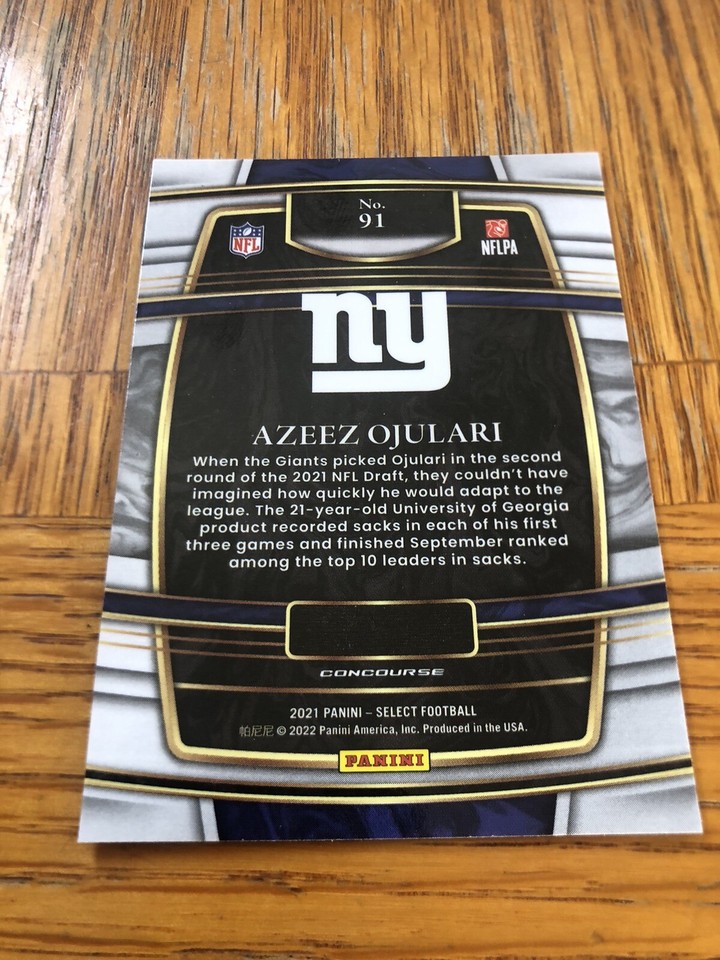2021 panini select concourse Azeez Ojulari RC #91 New York Giants | eBay