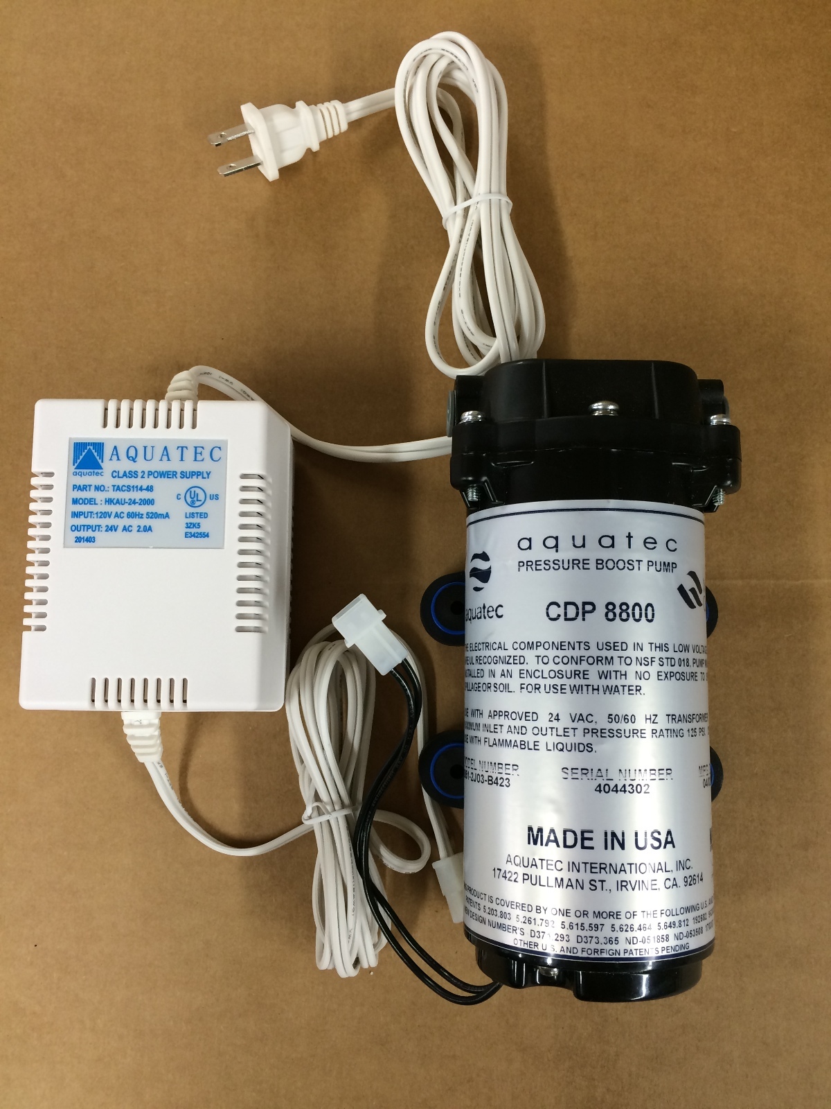 Aquatec CDP 8800 High Flow Booster Pump & Transformer 3/8 Ro Water ...