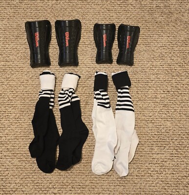 Wilson shin guards- pee wee/youth. Mitre Soccer Socks- Jr (3-6) and ...