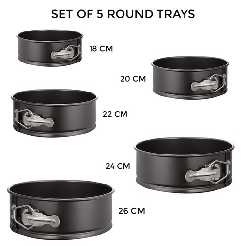 Square Round Cake Tins Baking Set of 5 Non Stick Bake Trays Wedding ...