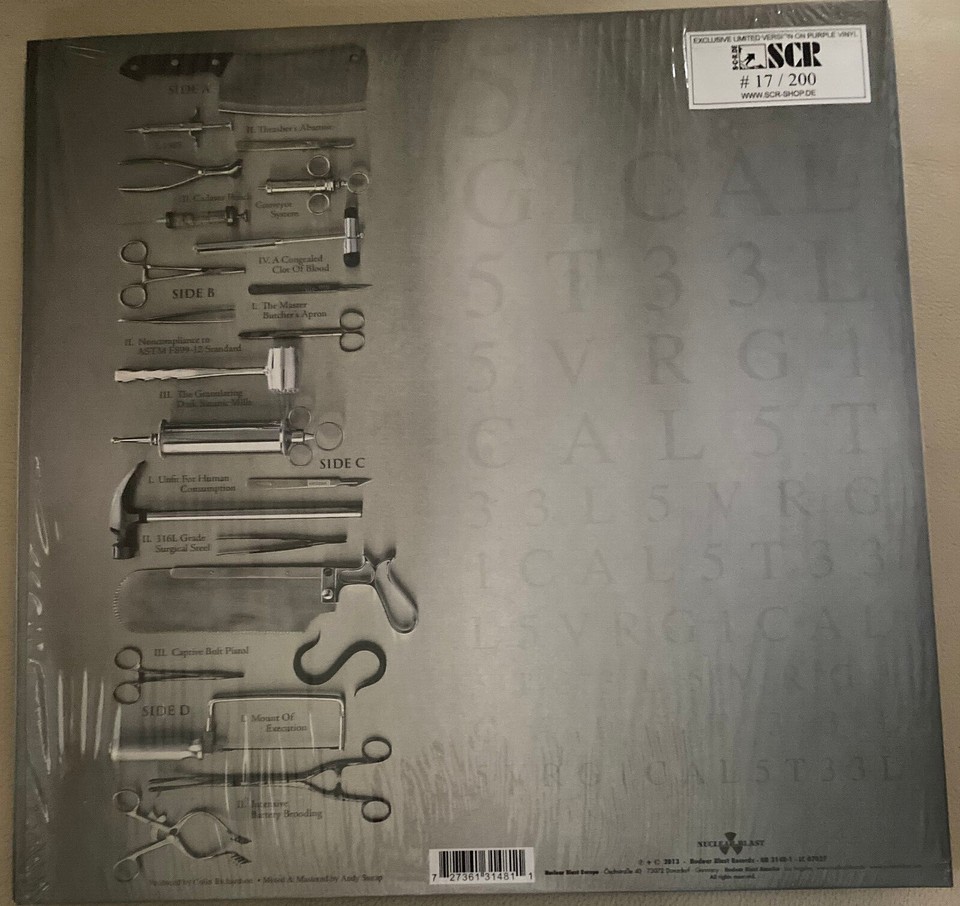 New! Carcass: Surgical Steel 2013 LP Purple Vinyl Album Ltd. Edition 17 ...