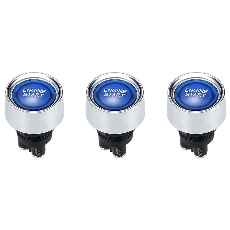 3X Motor Button Car DC 12V 24V Blue Car Start Motor Button Light Switch ...