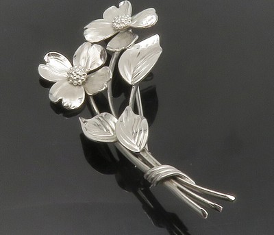 HARRY S. BICK 925 Sterling Silver - Vintage Shiny Flowers Brooch Pin ...