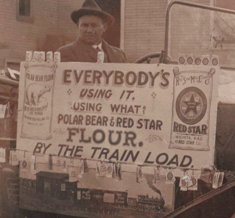Wichita, Kansas-Red Star Flour Advertising-Auto-c1910-RPPC Real Photo ...