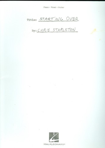Chris Stapleton Starting Over sheet music songbook | eBay