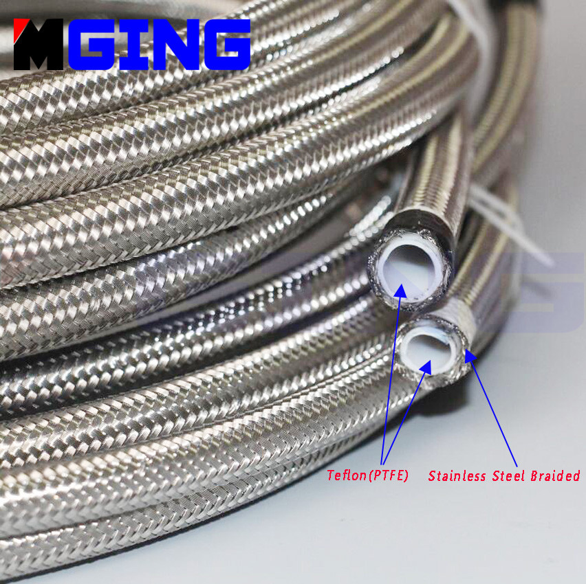 8an an8 8 Stainless Steel Teflon Braided PTFE E85 Ethanol Oil Line Fuel ...