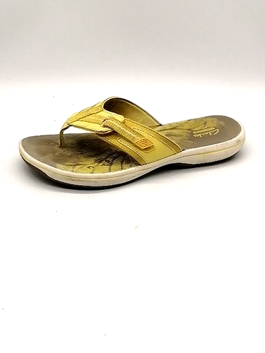 Clarks Sandals Womens Sea Breeze Yellow 7 Leather Thong Shoe Flip Flops ...