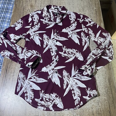 Express Premium Feathers LS Button Up Casual Shirt Size M #27779 | eBay