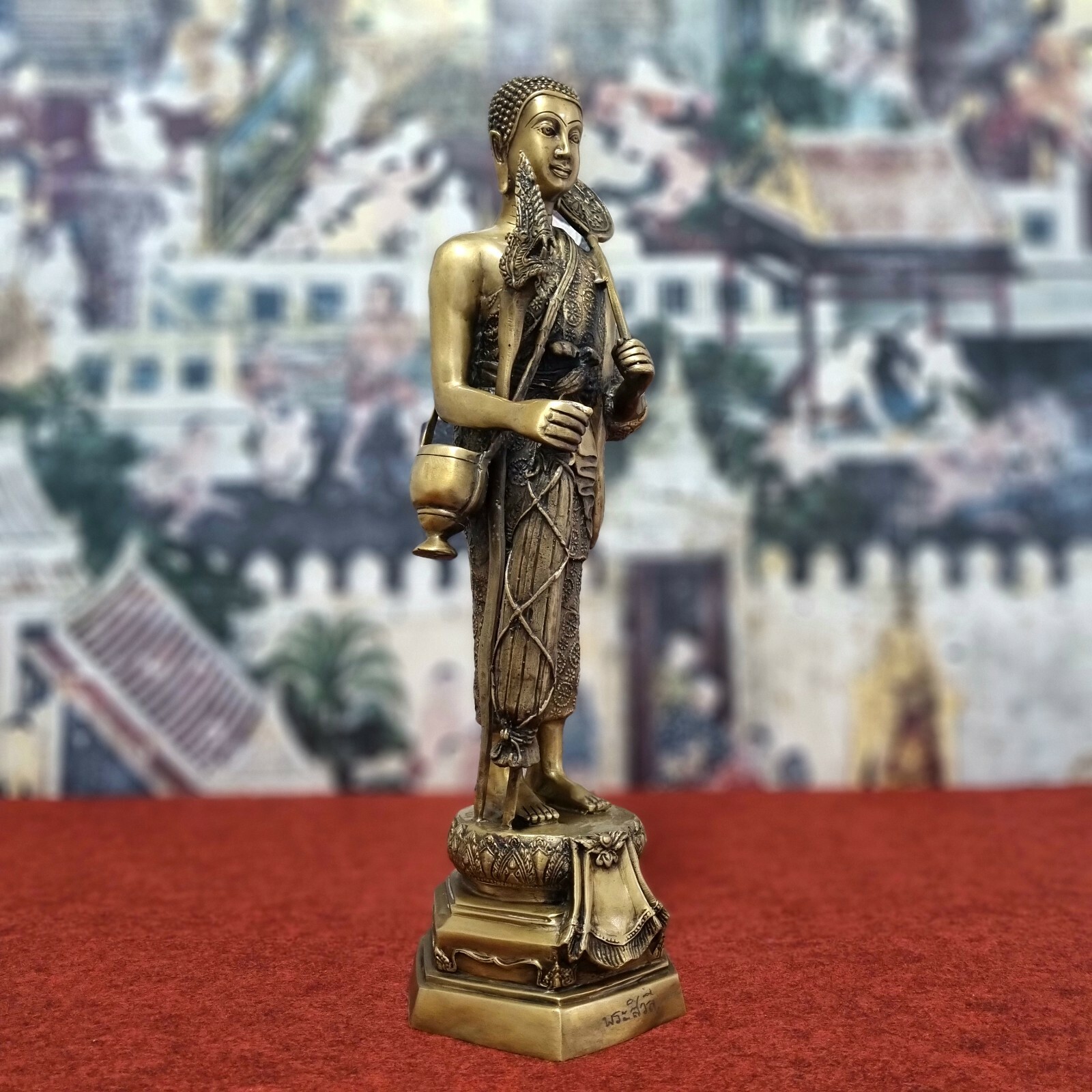 20" Flower Dressed Brass Sivali Buddha Statue Umbrella Monk Phra Siwali ...