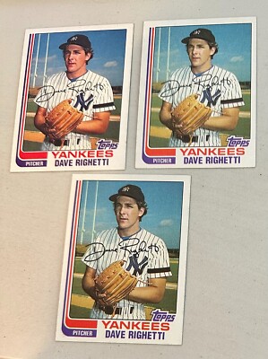(3) 1982 Topps New York Yankees Baseball Card #439 Dave Righetti Rookie ...