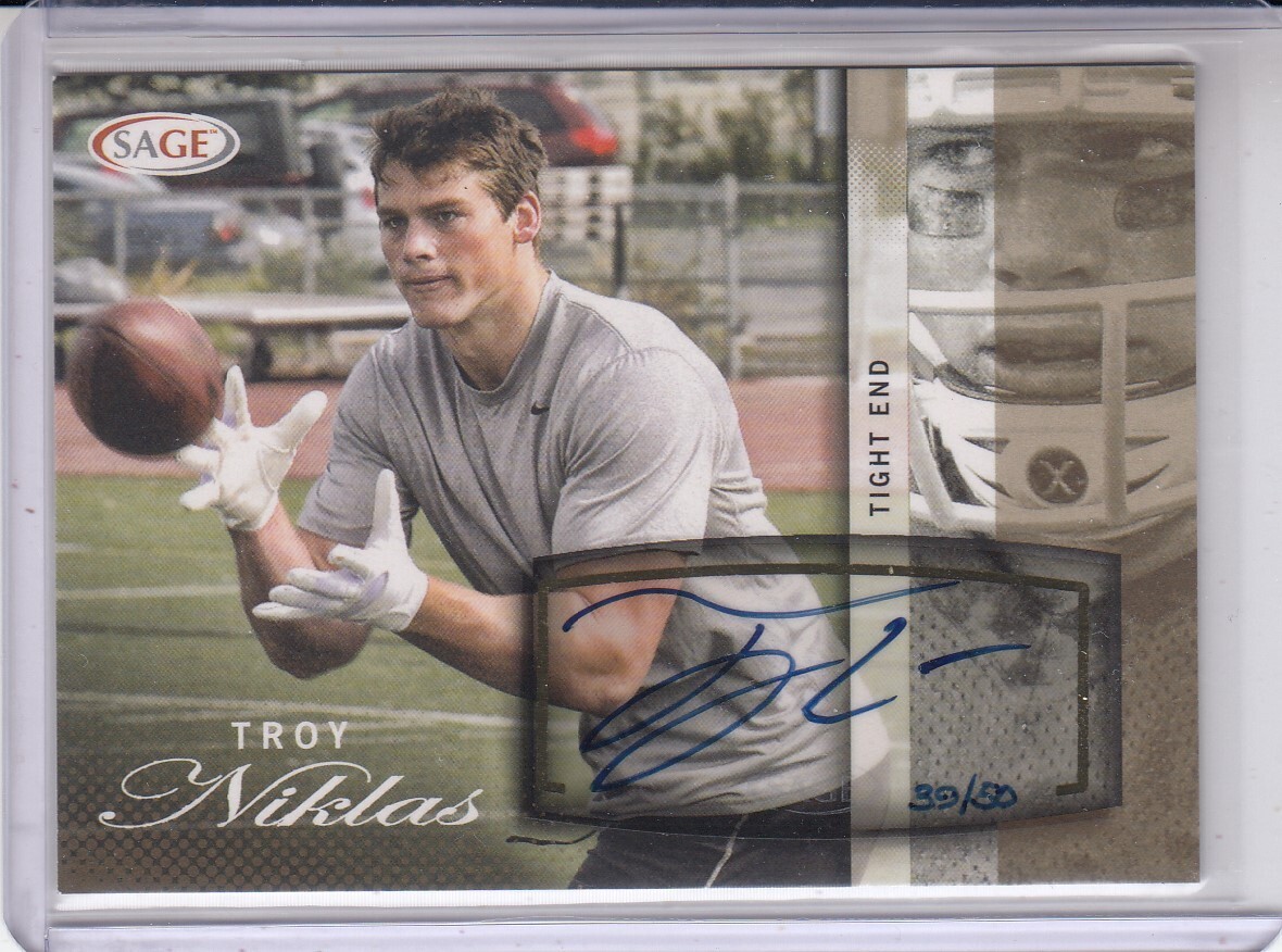 TROY NIKLAS 2014 Sage Autograph Gold #37 39/50 Notre Dame | eBay