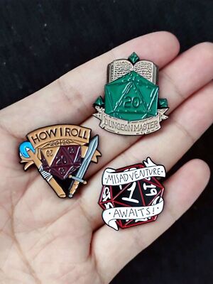 3Pcs Dungeons and Dragons Enamel Pins DND Dice Dungeon Master Game ...