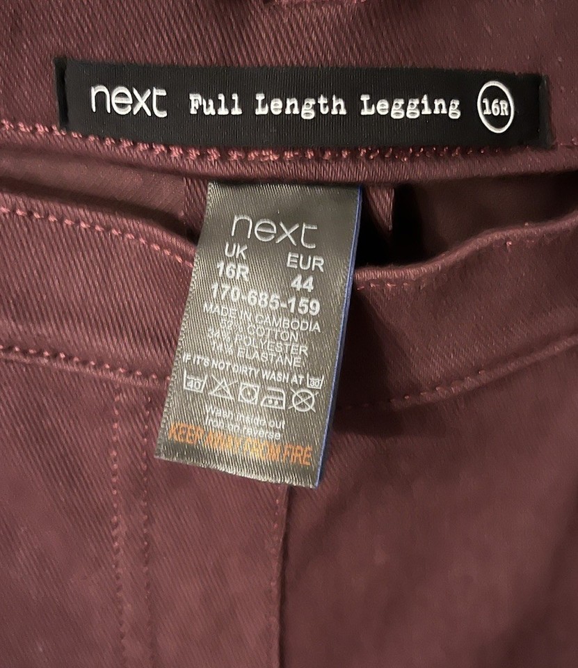 Women’s Wine Colour Leggings/jeggings, Size 16R, Next | eBay UK