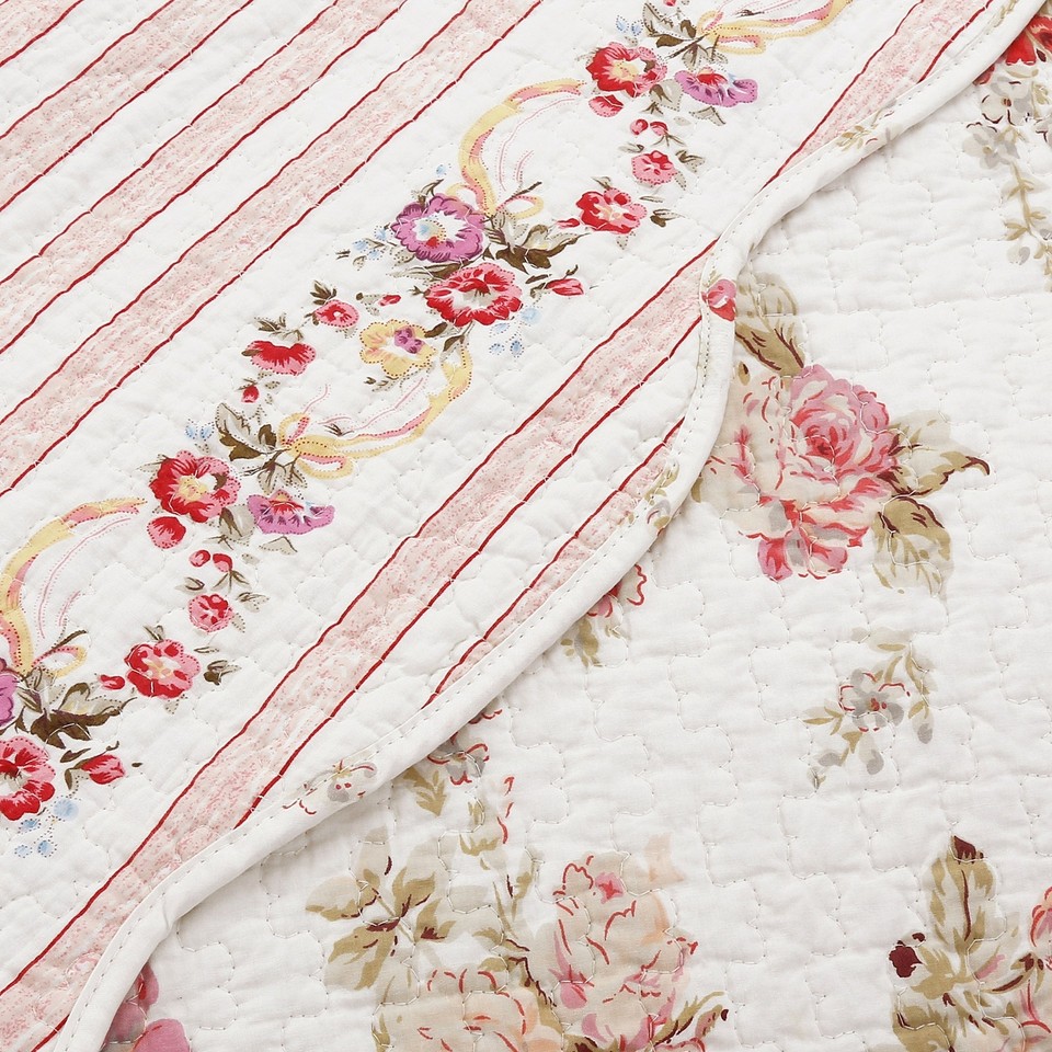Chic Shabby Spring Rose Quilted Throw Blanket - Pink | eBay
