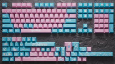 The Very Cool Keycaps Cool Shirtz Brand Cherry Pink and Blue Key Caps ...