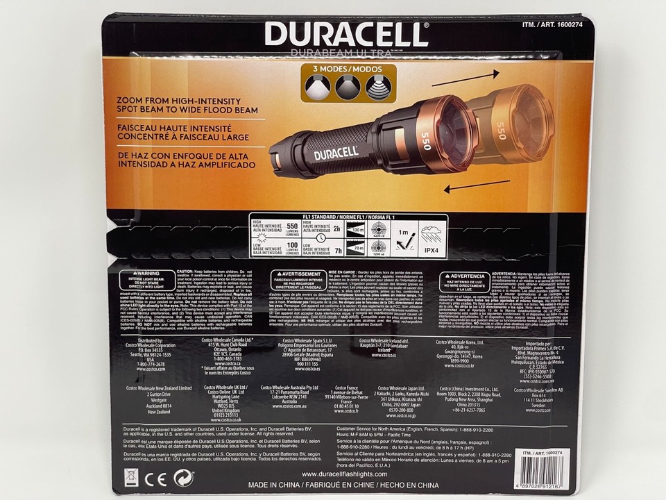 Duracell Durabeam ULTRA Tactical LED Flashlights 550 Lumens 12AAA ...