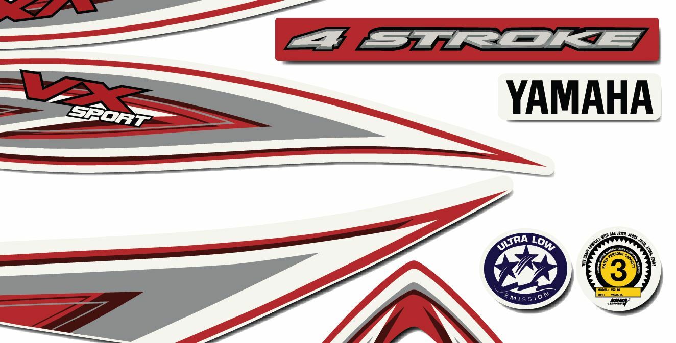 Yamaha VX110 Waverunner Decals Graphics Custom Red | OE