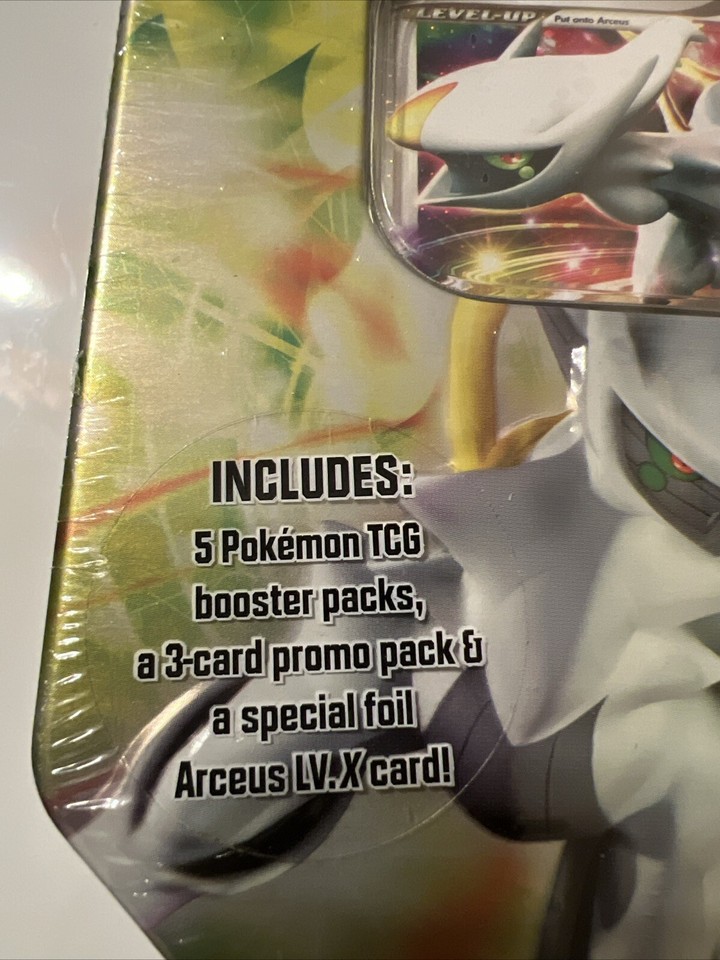 2009 POKEMON GREEN ARCEUS TIN 5 Booster Packs, Promo Card Level X ...