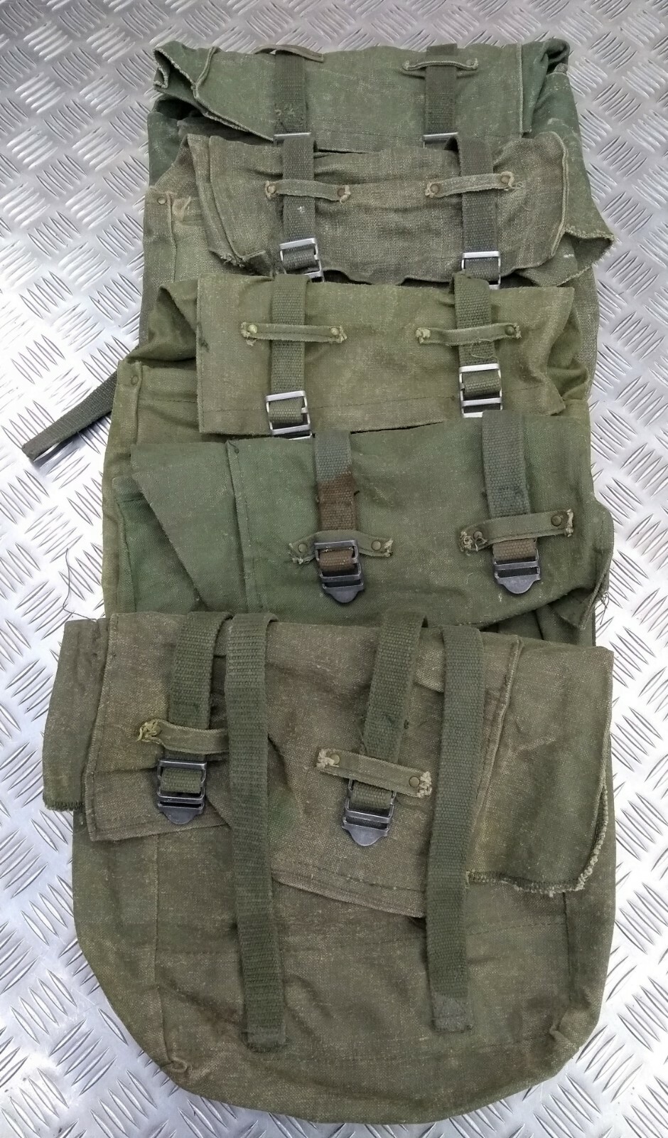 Genuine Vintage Military Issue Heavy Duty Canvas Back Pack Pannier Side ...