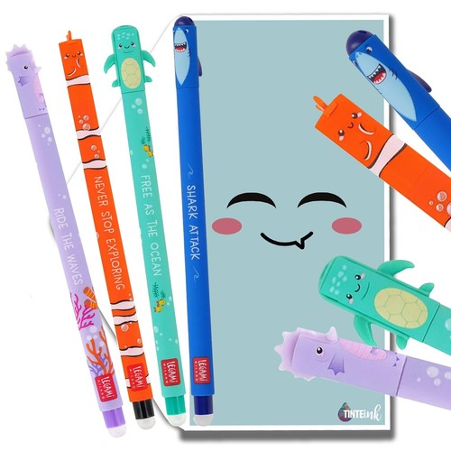Legami Gel Pens Erasable - Ocean Set - Seahorse, Clownfish, Sea Turtle ...