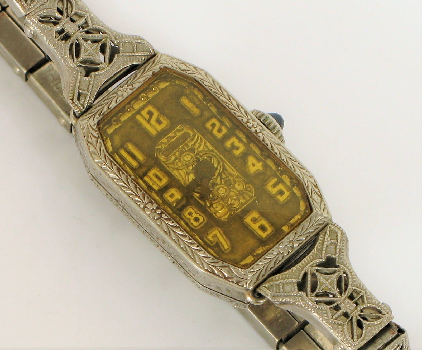 ANTIQUE SIGNED TIMES SWISS 19K WHITE GOLD AMERICAN STANDARD CASE LADIES ...