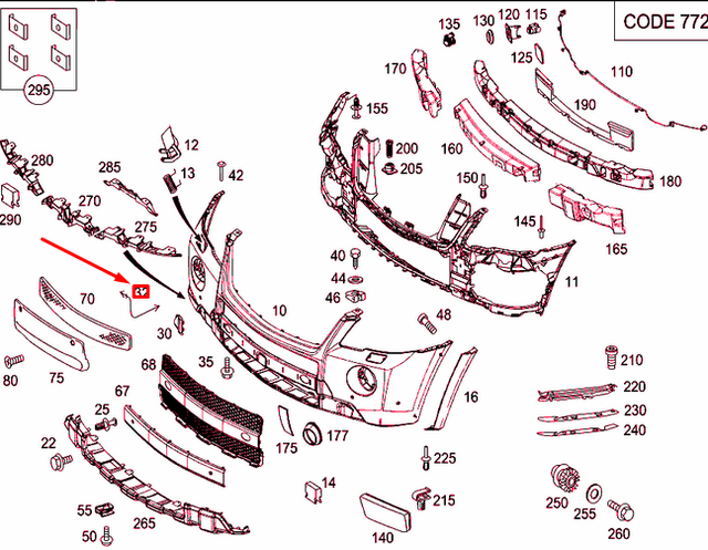 Mercedes-Benz Ml W164 Front Bumper Towing Eye Band A2208850059 Genuine ...
