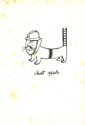 Cabinet de curiosité réédition planche affiche A3 humour chat peur Siné ...