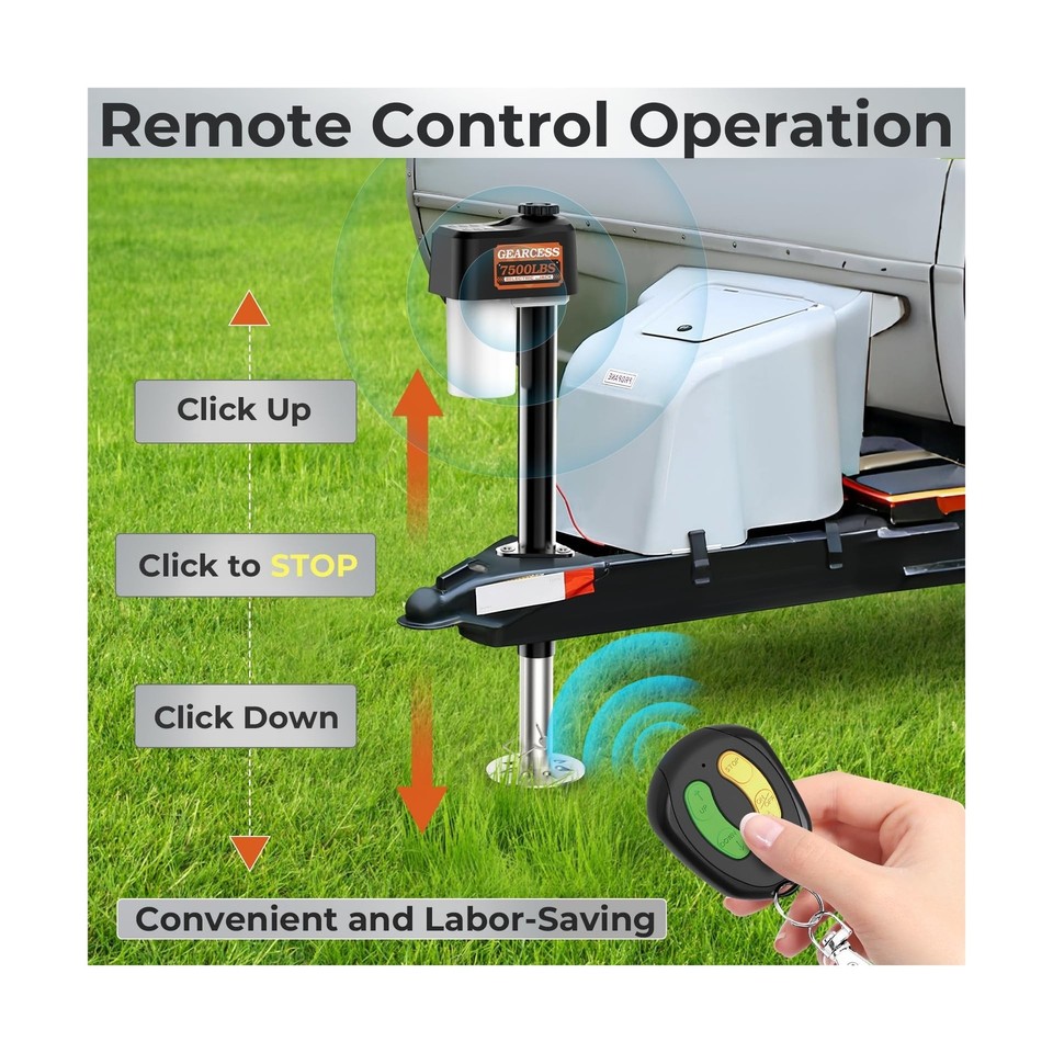 7500LBS Electric Trailer Jack with Remote Control, RV Electric Tongue ...