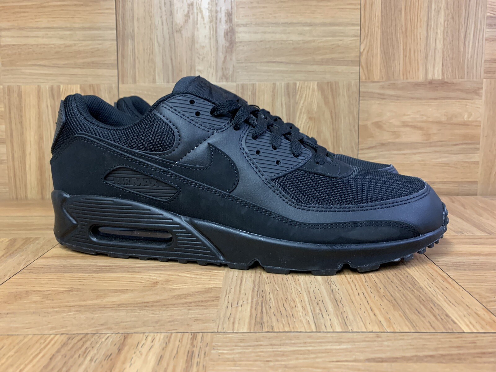 RARE🔥 Nike Air Max 90 Triple Black Leather Retro CN8… - Gem