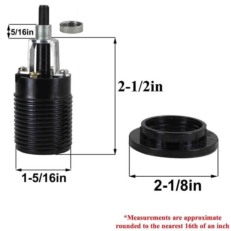 THREADED PHENOLIC BOTTOM TURN KNOB LAMP SOCKET WITH SHADE RING E26 NEW ...