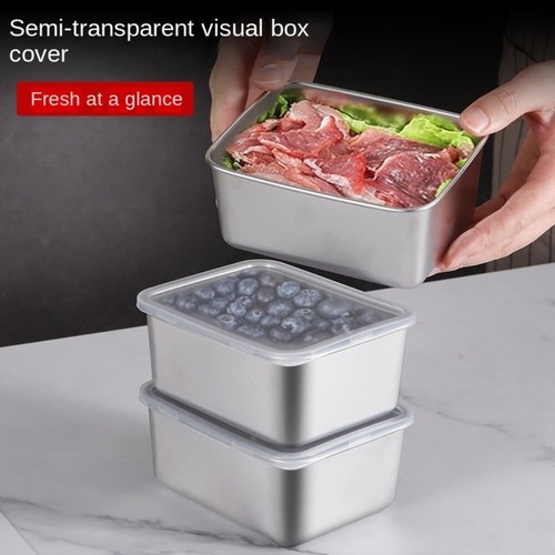 Stainless Steel Food Containers Rectangle Snack Container Kitchen ...