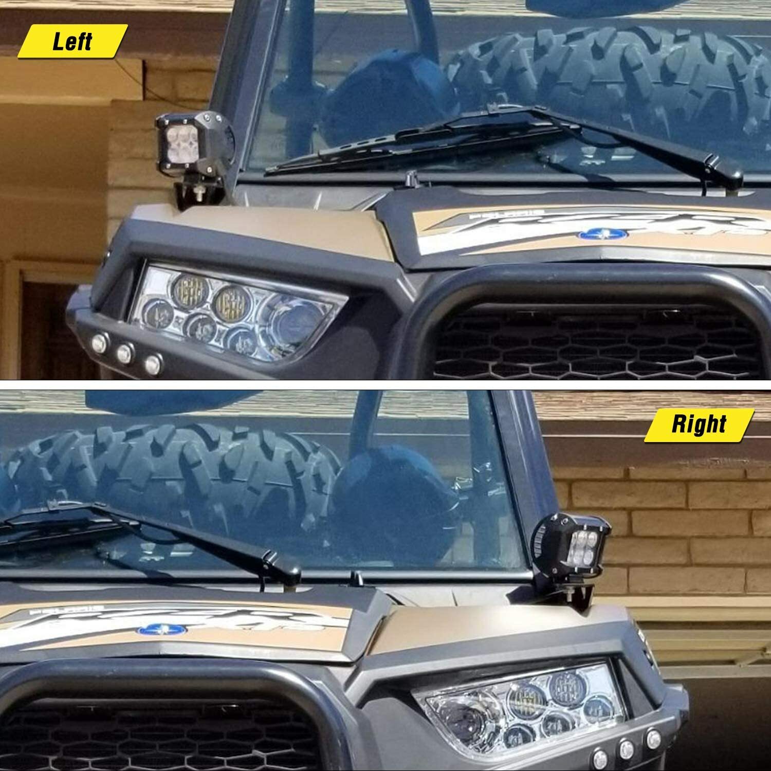 2PCS Side Pillar Mounting Brackets LED Light Pods For UTV 2014-2018 ...