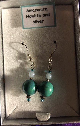 LINDA RIDD Design Amazonite Howlite And Silver Drop Earrings BNWB | eBay UK