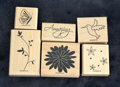 Stampin' Up PRETTY AMAZING 6-Pc Stamp Set **RETIRED** Flowers Butterfly ...
