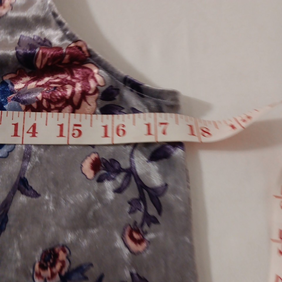 Mudd Mock Neck Velvet Dress Junior's Sz M GRAY w/ Multi-Color Floral ...