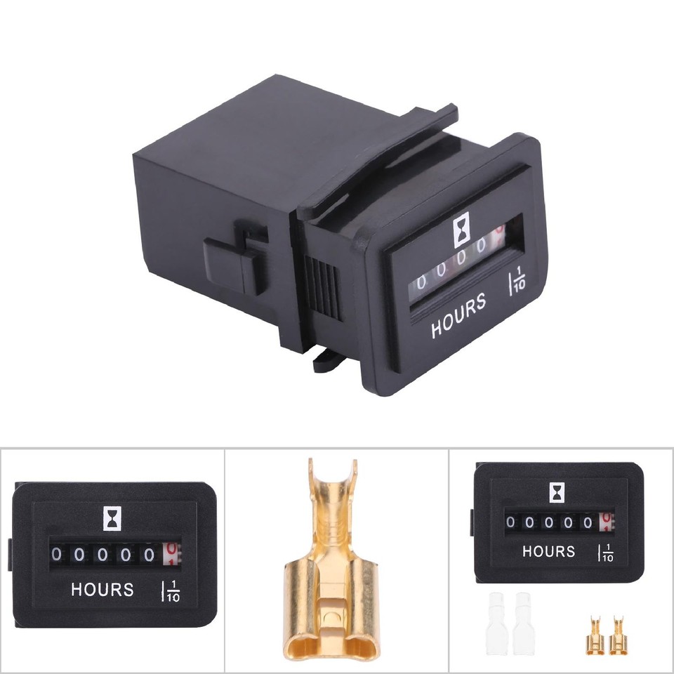 ⁺DC 6-80V Mechanical Hour Meter Gauge For Diesel Gasoline Engine ...