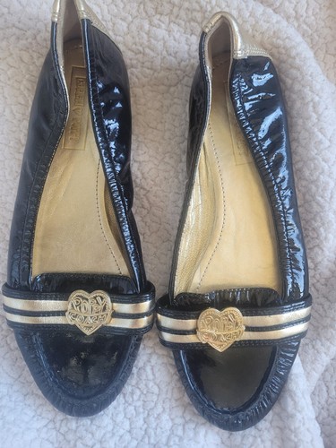 Womens Shoes Flats Coach Poppy Noelle Size 8 Black Gold | eBay