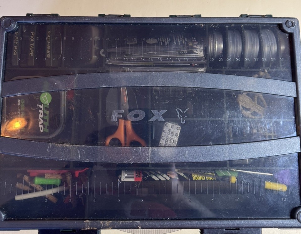 FOX Double Sided Box, Loaded with tackle, scissors weights, feeders. 97% unused | eBay UK